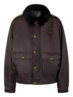 WILLY CHAVARRIA Uniform Plush-trimmed Twill Bomber Jacket - Brown