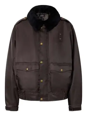WILLY CHAVARRIA Uniform Plush-trimmed Twill Bomber Jacket - Dark Brown