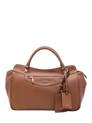Guess Grained Leather Tote Bag - Brown