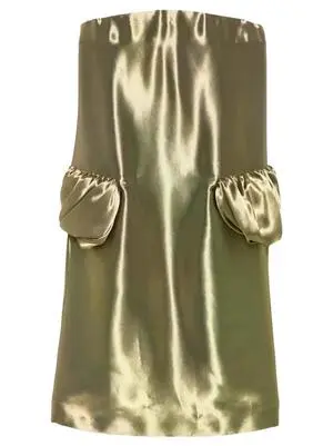 FERRAGAMO Strapless Draped-detail Midi Dress - Gold
