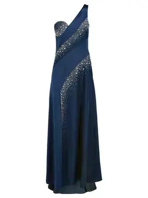 MARCO GABRIELLI ATELIER One-shoulder Crystal-embellished Maxi Dress - Blue
