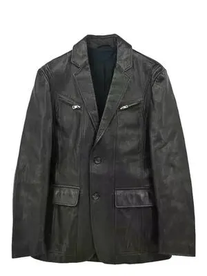 Gucci Single-breasted Leather Blazer - Black