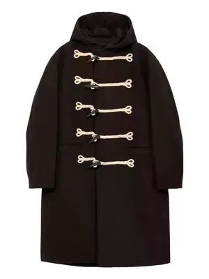 Yohji Yamamoto Toggle-fastening Hooded Coat - Brown
