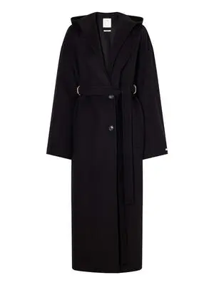 Sportmax Olmo Hooded Belted Wool-felt Coat - Black