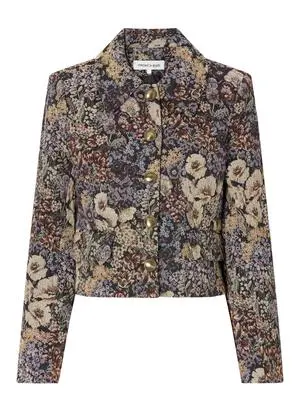 Veronica Beard Wilde Cropped Floral-brocade Jacket - Multi