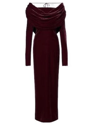 ROTATE BY BIRGER CHRISTENSEN Draped Velvet Gown - Wine Red
