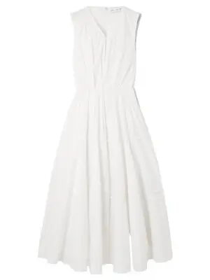 PROENZA SCHOULER Pleated V-neck Waist-cinching Dress,