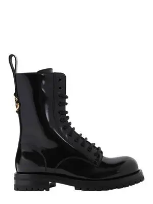 Dolce & Gabbana Lace-up Logo-plaque Boots - Black