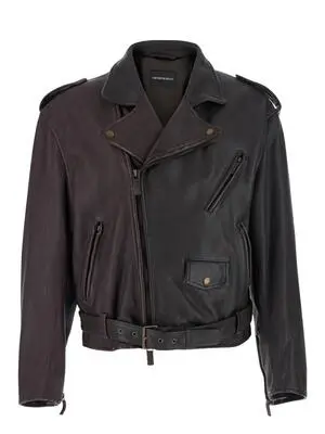 EMPORIO ARMANI Emporio Armani Zip-Up Leather Biker Jacket