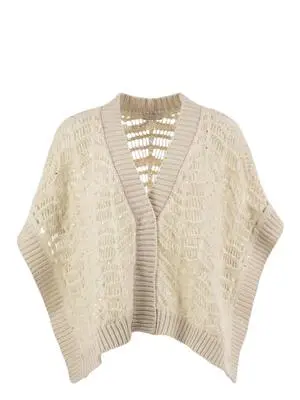 PESERICO Ribbed V-neck Knit Top