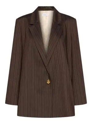 Marella Pinstriped Blazer - Brown
