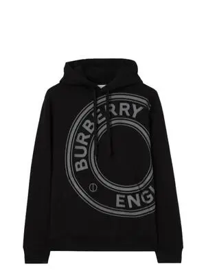 Burberry Logo Graphic Cotton Hoodie - Black