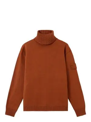 Stone Island Regular-fit Turtleneck Jumper With Ribbed Trims - Red Pottery