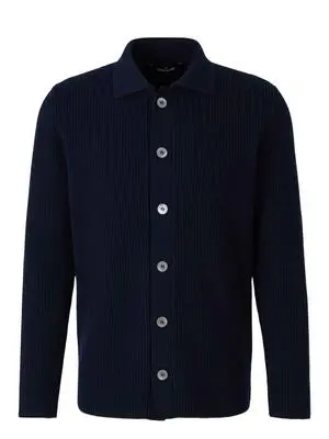 GRAN SASSO Button-up Ribbed Cardigan - Navy Blue