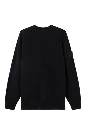Stone Island Regular-fit Crewneck Jumper With Raglan Sleeves - Black