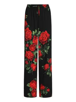 Dolce & Gabbana Dolce Gabbana Rose Printed Trousers - Multi-color