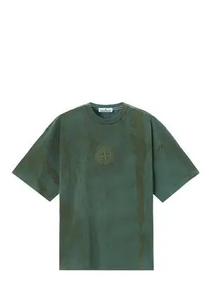 Stone Island Regular-fit T-shirt With 'bark Tee' Print - Ocean Green