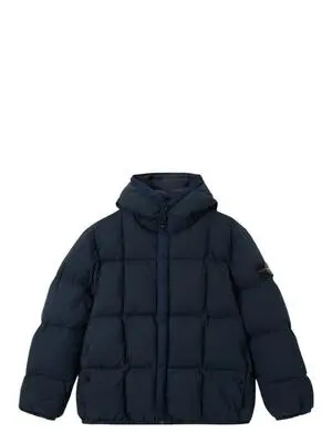Stone Island Hooded Down Jacket With Wind Resistance - Navy Blue