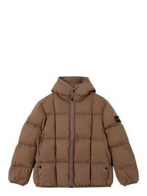 Stone Island Hooded Down Jacket With Wind Resistance - Ochre