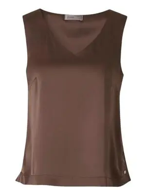 Herno Satin-finish V-neck Blouse - Brown