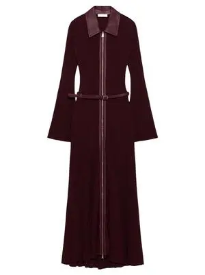 Simkhai Ismelle Belted Ribbed-knit Midi Dress - Fig Color
