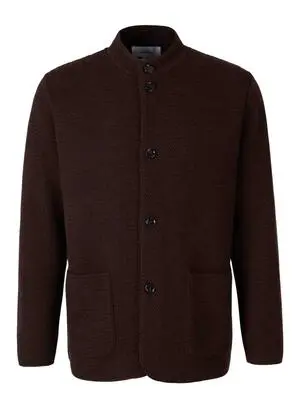 LARDINI High Neck Button-up Jacket - Dark Brown
