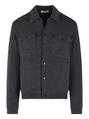 LARDINI Long-sleeve Button-up Jacket Grey