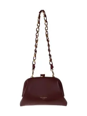 Dolce & Gabbana Mini Grandma Leather Clutch Bag - Wine Red