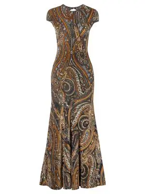 Etro Open-back Paisley Devoré-velvet Maxi Dress - Multi