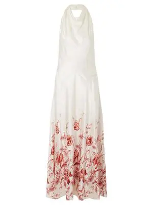 DÔEN Ismerie Halterneck Floral-print Silk Maxi Dress - Multi