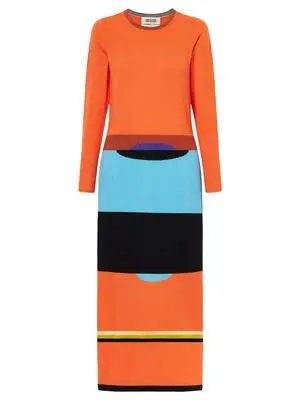 Christopher John Rogers Striped Intarsia-knit Merino Wool And Silk-blend Maxi Dress - Multi