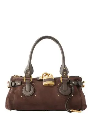 Chloé Paddington Leather-trimmed Suede Shoulder Bag - Brown