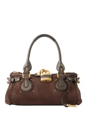Chloé Paddington Leather-trimmed Suede Shoulder Bag - Brown
