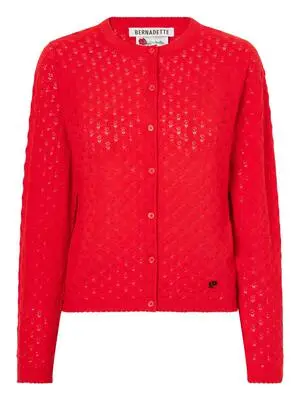 Bernadette Kira Embroidered Pointelle-knit Silk, Wool And Cashmere-blend Cardigan - Red
