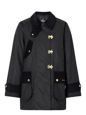 Barbour Felton Corduroy-trimmed Waxed Cotton-canvas Jacket - Black