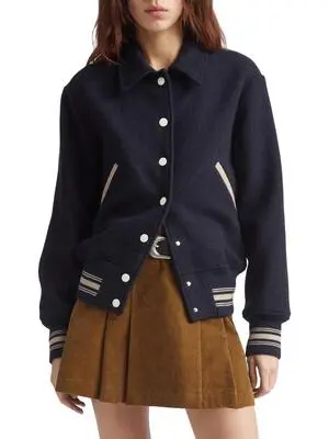 GOLDEN GOOSE Journey Slim Wool Bomber Jacket - Midnight Blue