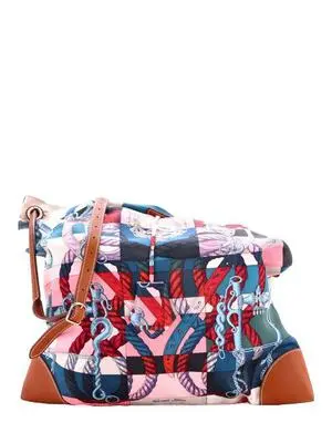 Hermès Silky City Bag Printed Silk And Leather Gm - Blue