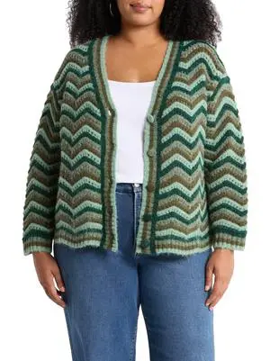 SUGARLIPS Harp Zigzag Cardigan - Emerald