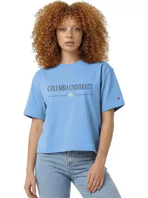 Champion Columbia University Waist Length Wordmark T-shirt - Light Blue