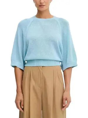 BENETTON Raglan-sleeve Ribbed-trim Sweater - Blue