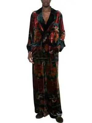 PIERRE-LOUIS MASCIA Kanpur Velvet Geometric-pattern Blazer Green