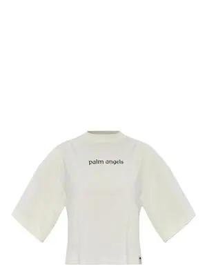Palm Angels Logo-print Cropped T-shirt - Neutrals