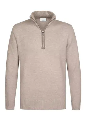 PROFUOMO Quarter-zip Ribbed-trim Sweater - Neutrals