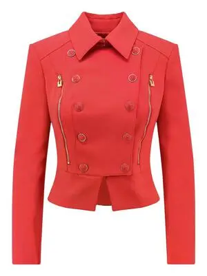 Elisabetta Franchi Double-breasted Peplum Jacket - Red