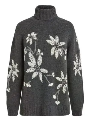 P.A.R.O.S.H Floral-embroidered Turtleneck Sweater