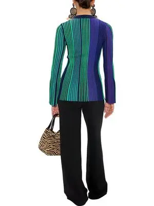 SIMONMILLER Misha Ribbed-knit Cardigan - Blue