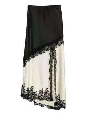 PAPER LACE Lace-trim Panelled Skirt - Neutrals