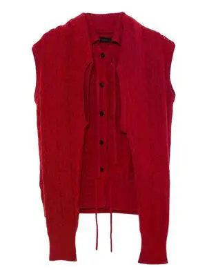 ALAINPAUL Pointelle-knit Trompe-l'oeil Cardigan - Red