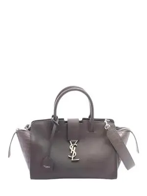 Saint Laurent 2010s Downtown Cabas Crocodile-embossed Handbag Grey