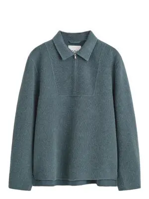 Cos Double-faced Wool-blend Zip-up Overshirt - Turquoise